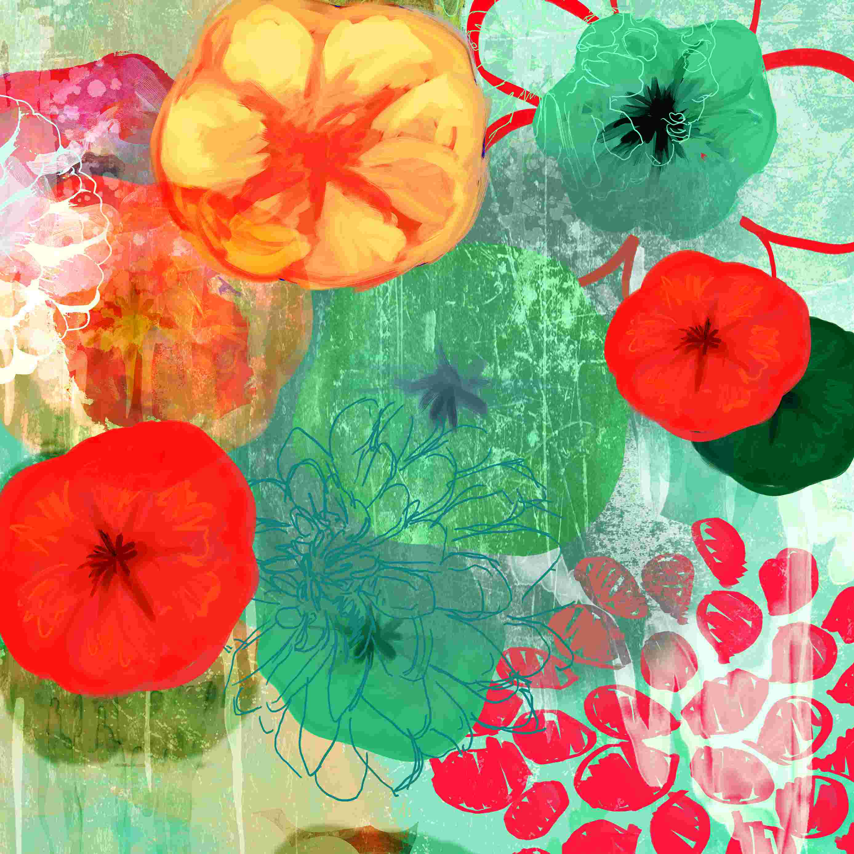 Winston Porter Bright Drippy Flowers - Wrapped Canvas Graphic Art | Wayfair
