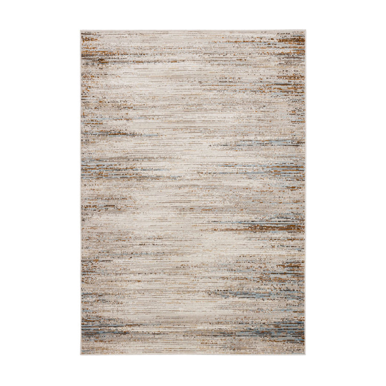 17 Stories Benton Blue Modern Abstract Stripe Area Rug | Wayfair