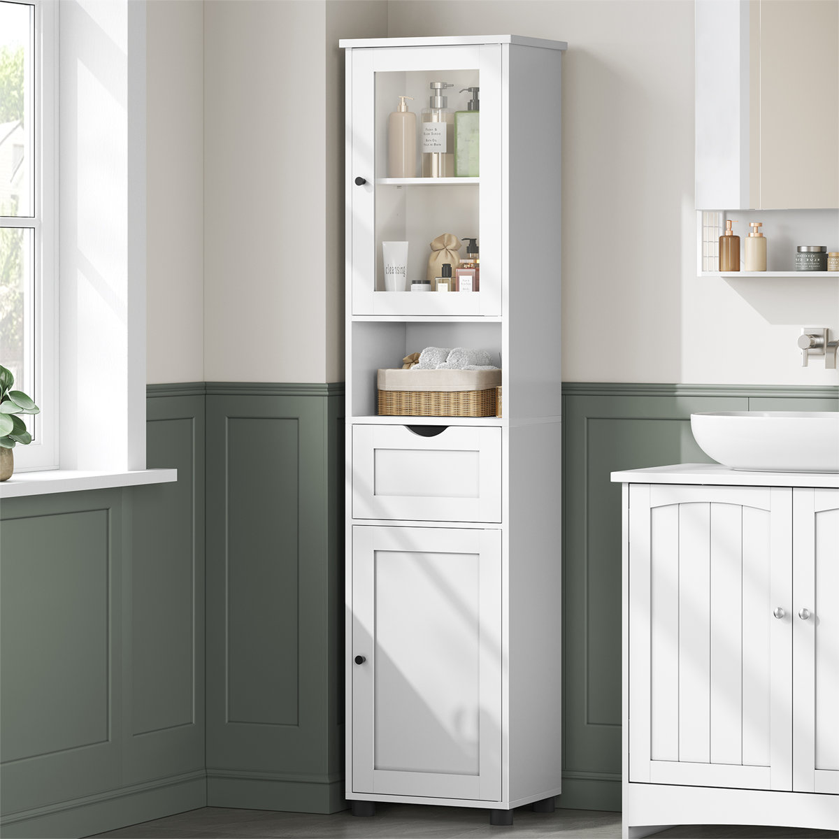 Ivy Bronx Lenward Freestanding Linen Cabinet & Reviews | Wayfair