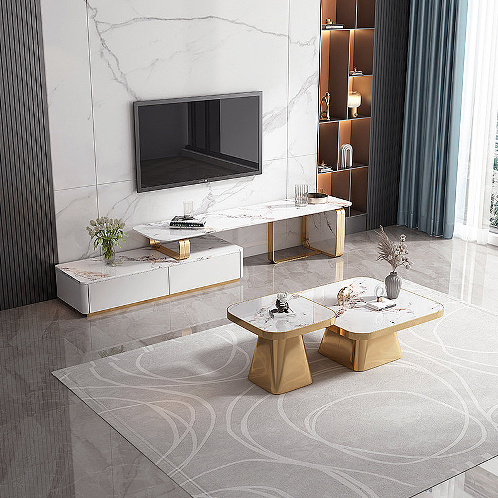 marlao Italian style rock slab TV stand coffee table set | Wayfair