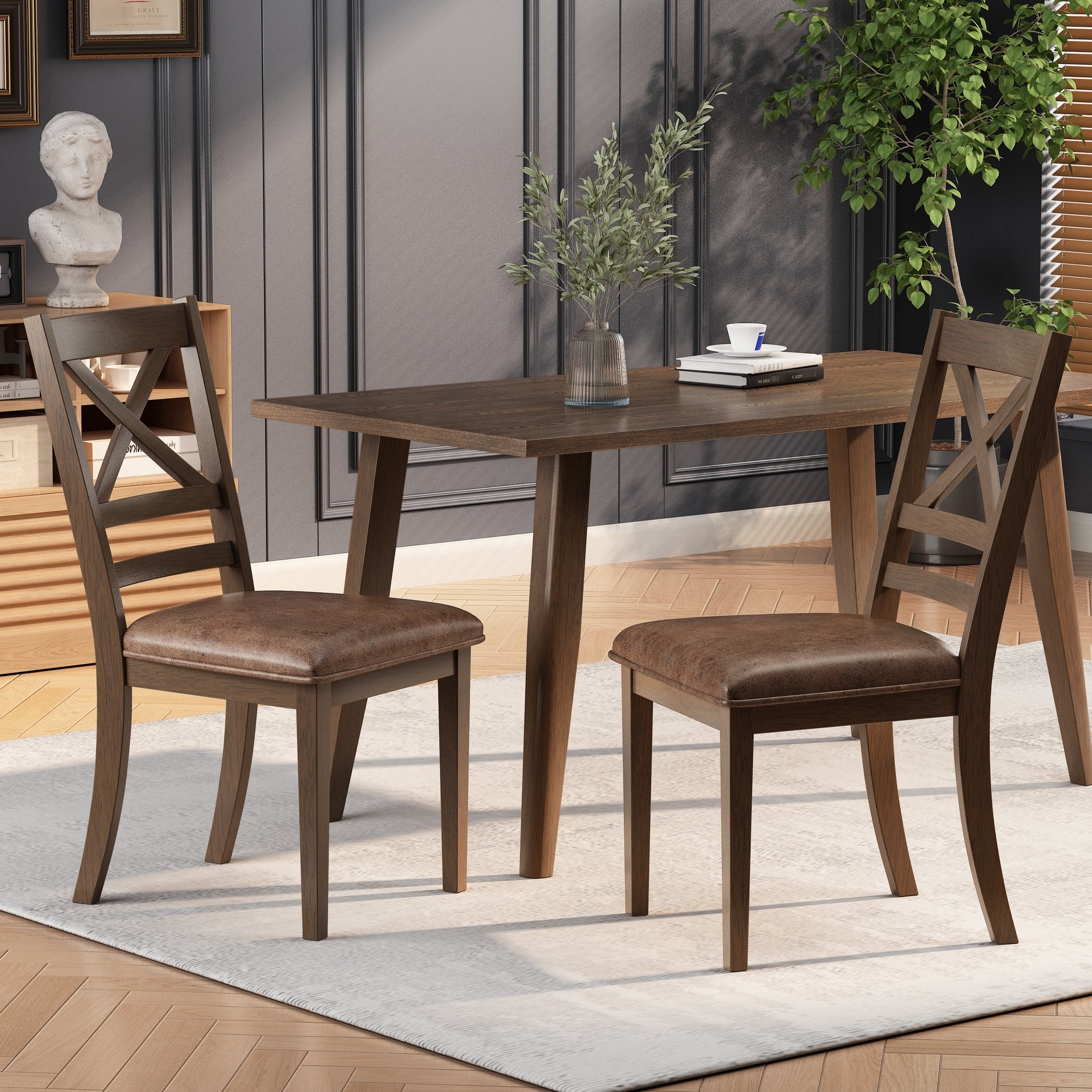 Ophelia & Co. Of Two Brown Dining Chairs - Cross Back Elegance With ...