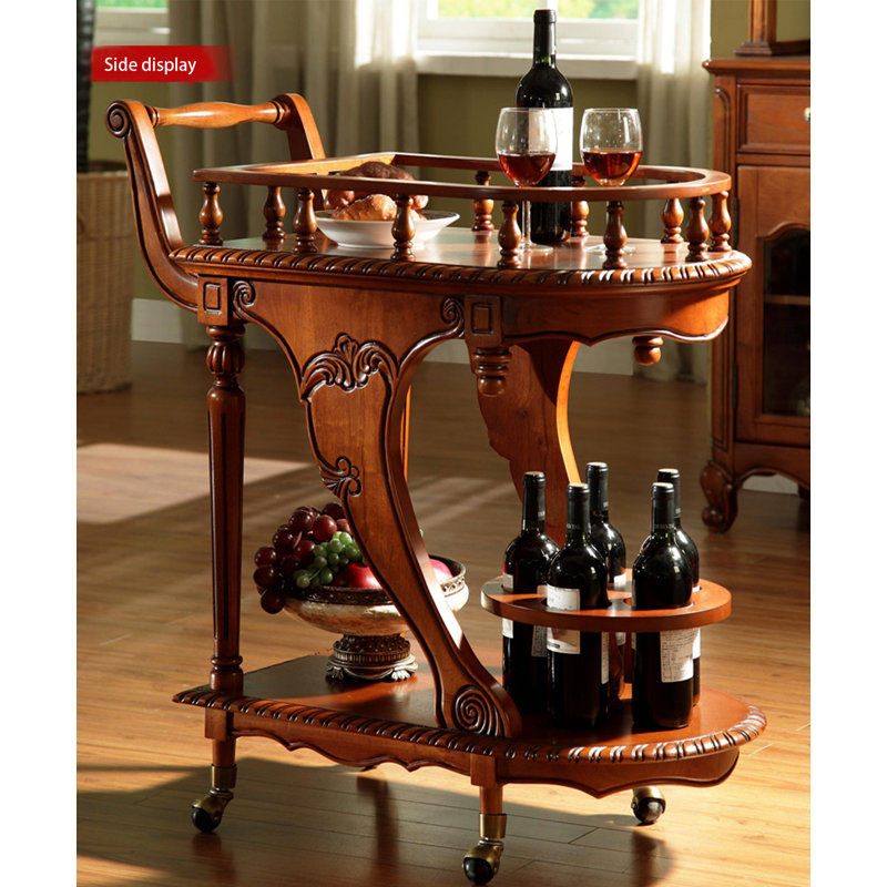 Bloomsbury Market 34.7" Brown Standard Solid Wood Bar Carts | Wayfair