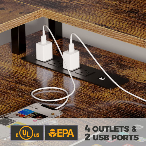 Wayfair | Brown Built-in Outlets / USB Desks You'll Love in 2023