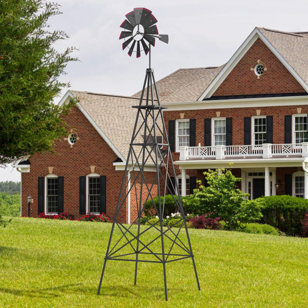 17 Stories 8.3FT Windmill Yard Garden Metal Ornamental Wind Mill ...