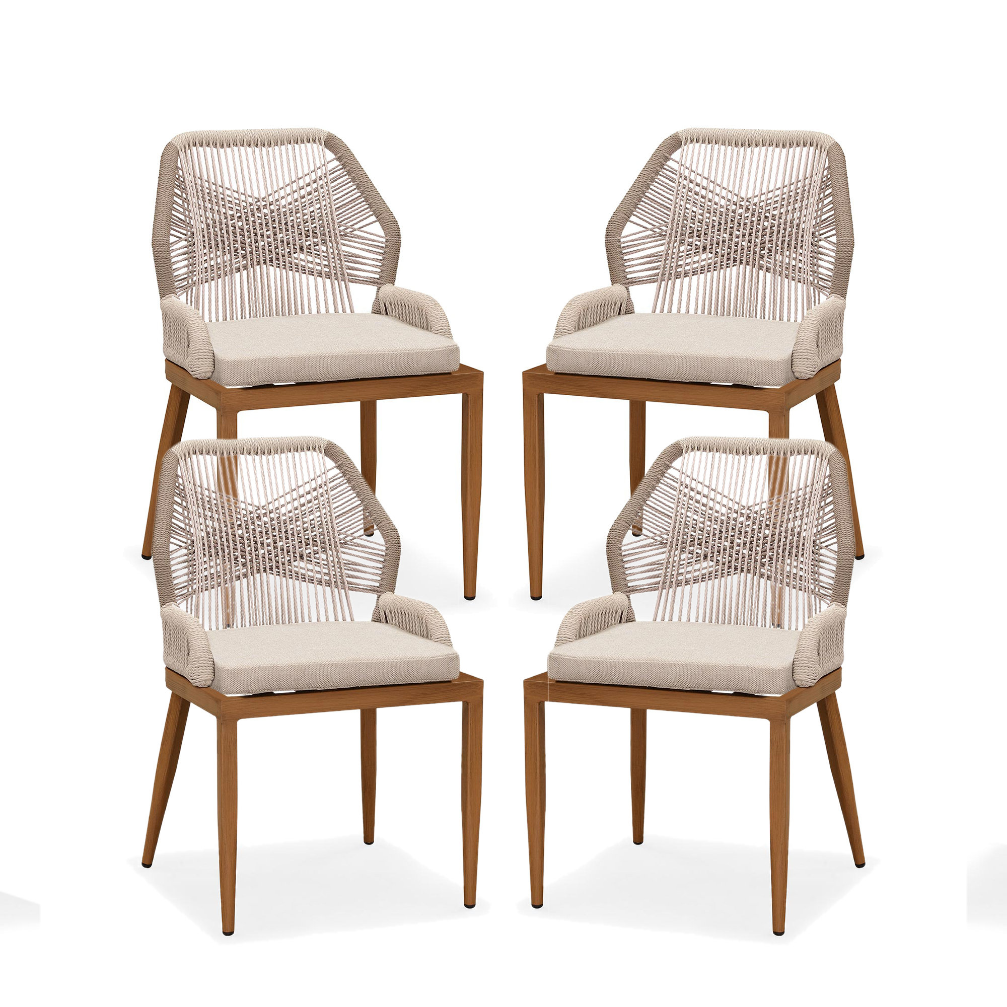 Corrigan Studio® Patio Dining Chair Set 4 Pieces Metal Wicker Rattan ...