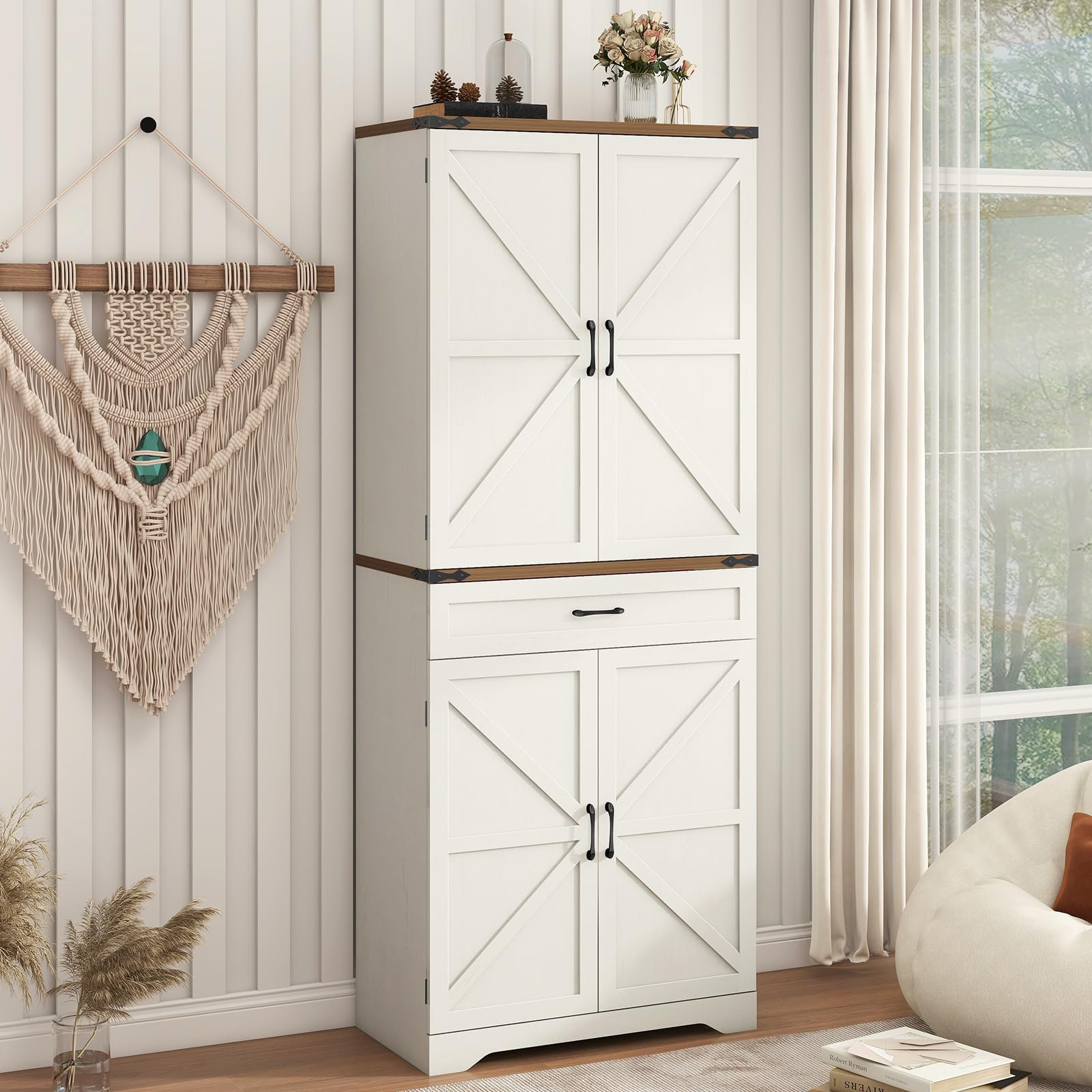 Ophelia & Co. 72" Tall Farmhouse Kitchen Pantry, Farmhouse Storage ...