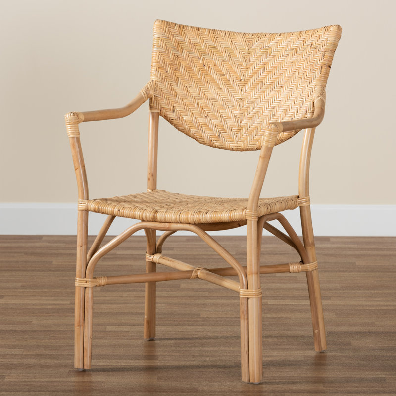 Bayou Breeze Neida Rattan Arm Chair in Brown | Wayfair