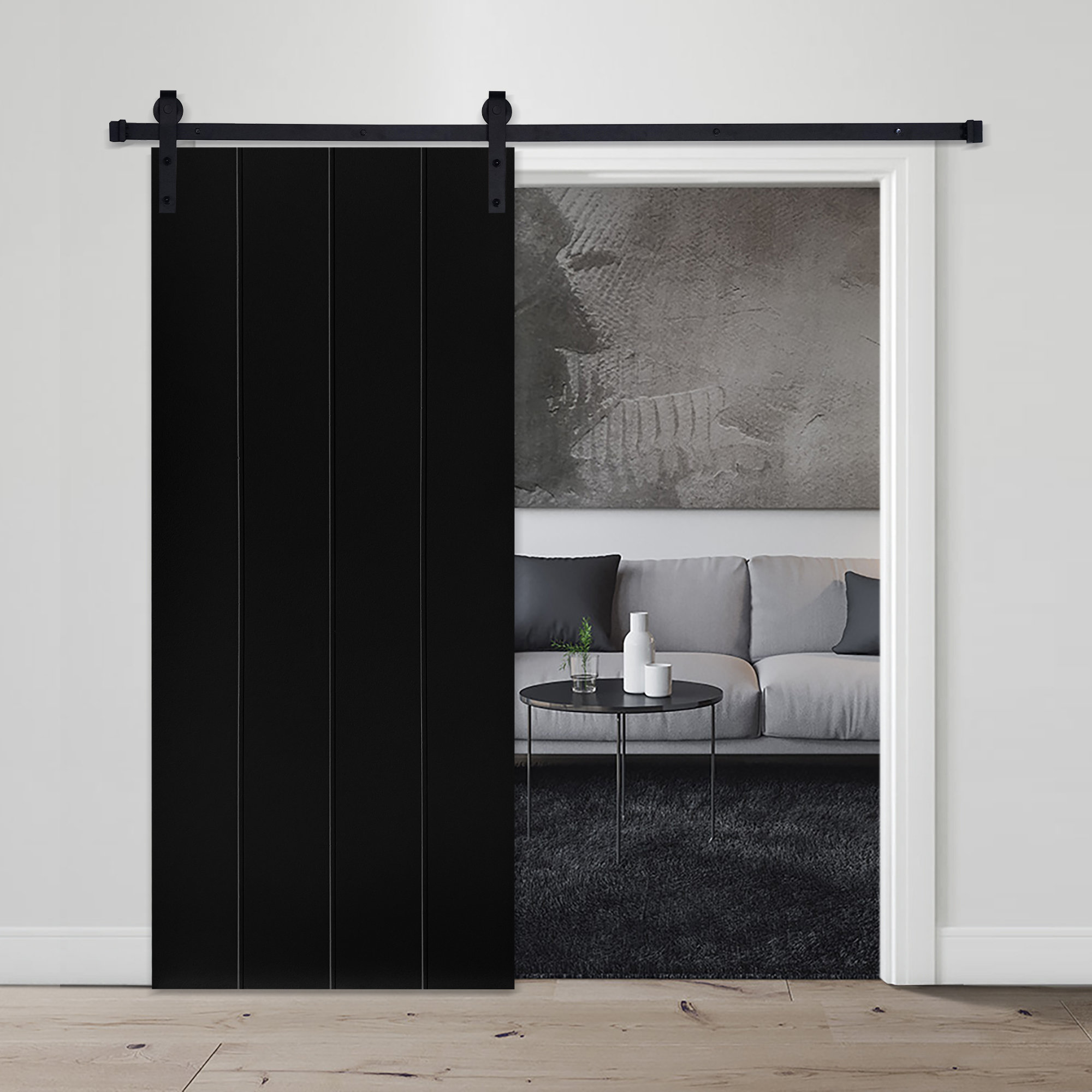 Daowoo Modern Herringbone Designed MDF Panel White Painted Sliding Barn ...