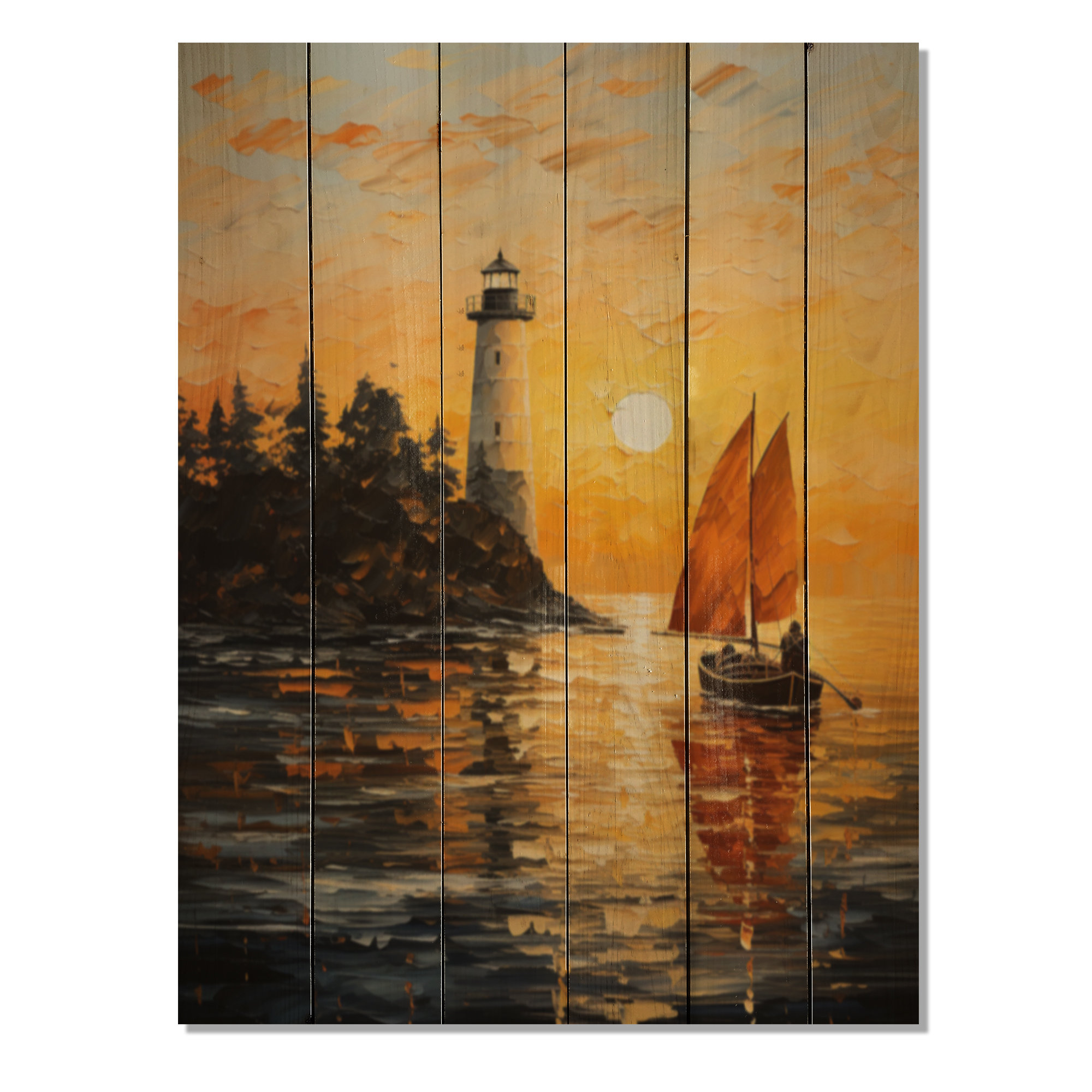 Breakwater Bay Pennels Port Maritime Solace Pointillism On Wood Print ...