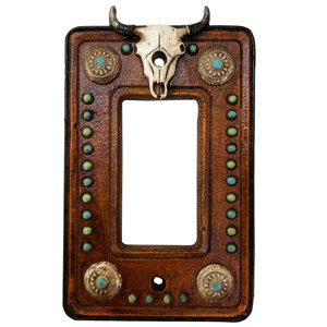 De Leon Collections Polyresin Leather Concho with Cow Skull 1-Gang ...