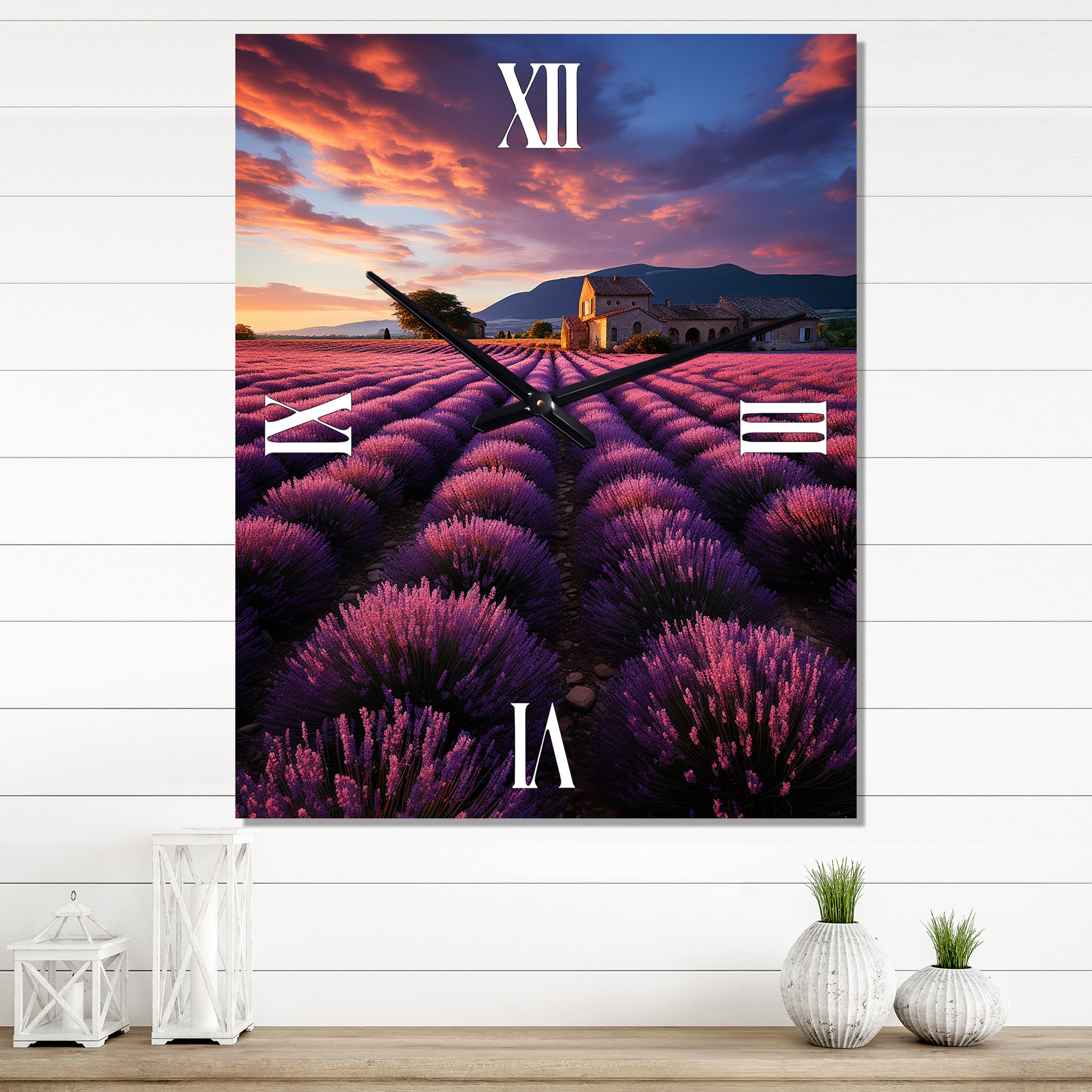 Design Art French Provencal Lavender Fields II - France Wall Clock ...