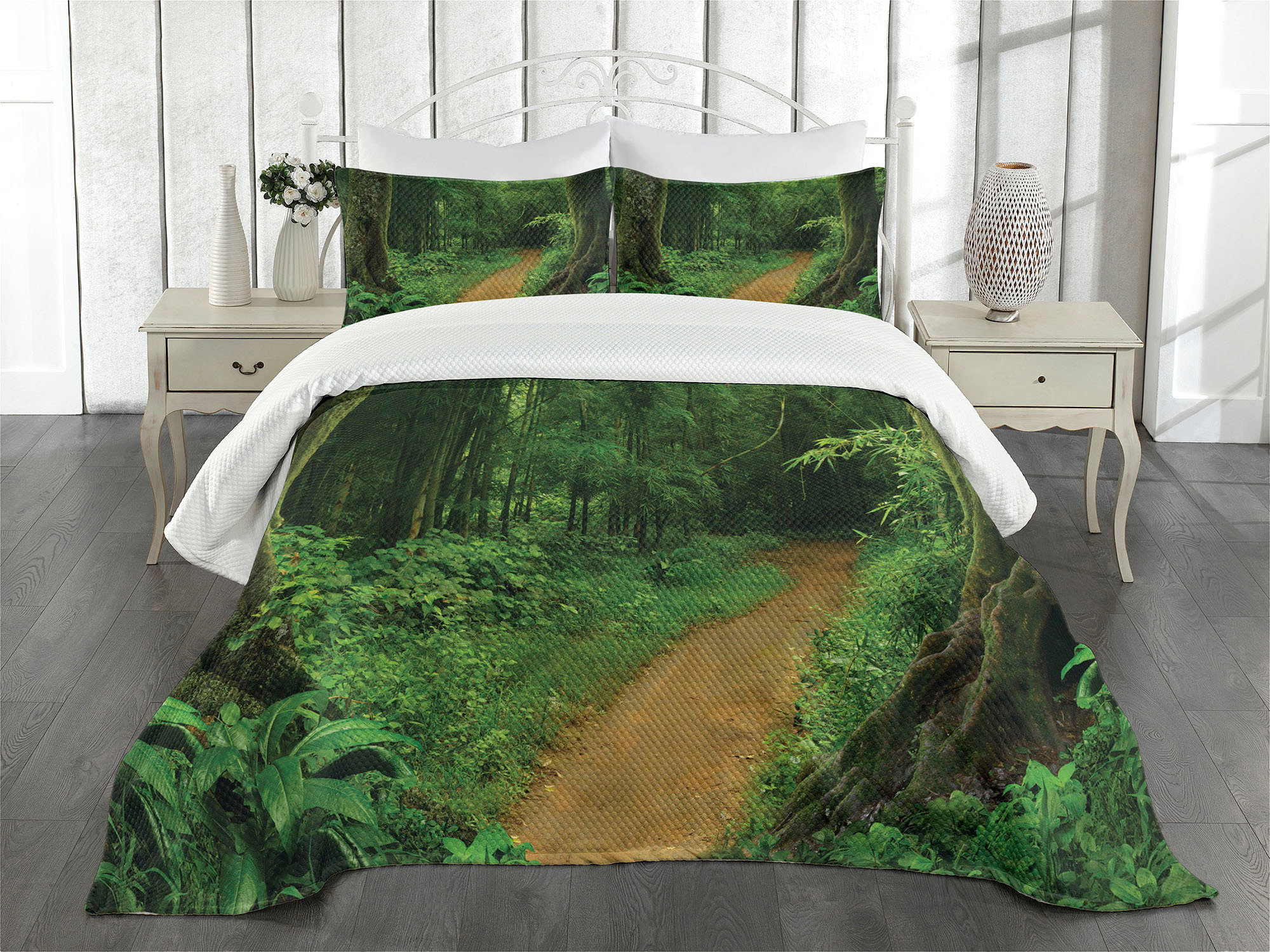 Ambesonne Jungle Bedspread Set Nature Call Park Design Green | Wayfair