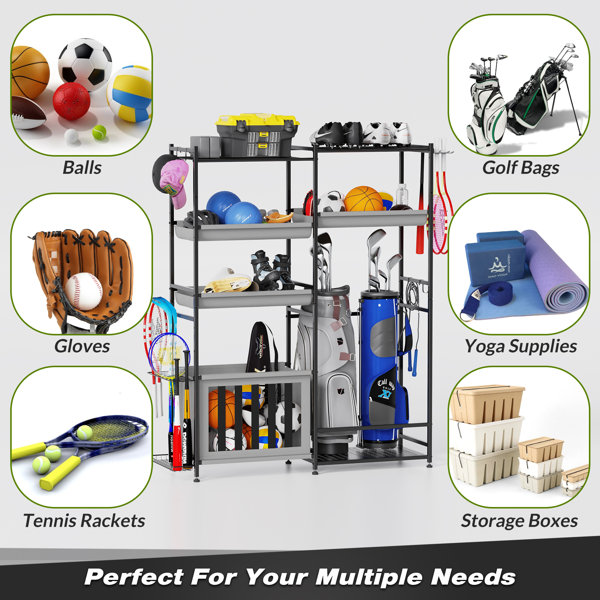 Arlmont & Co. Nalee Garage Sports Equipment Organizer, Large Sports ...