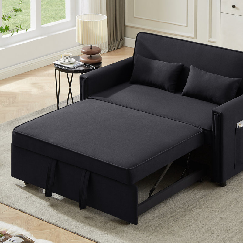 Latitude Run® Kortnee Modern Linen Convertible Loveseat Sleeper Sofa ...