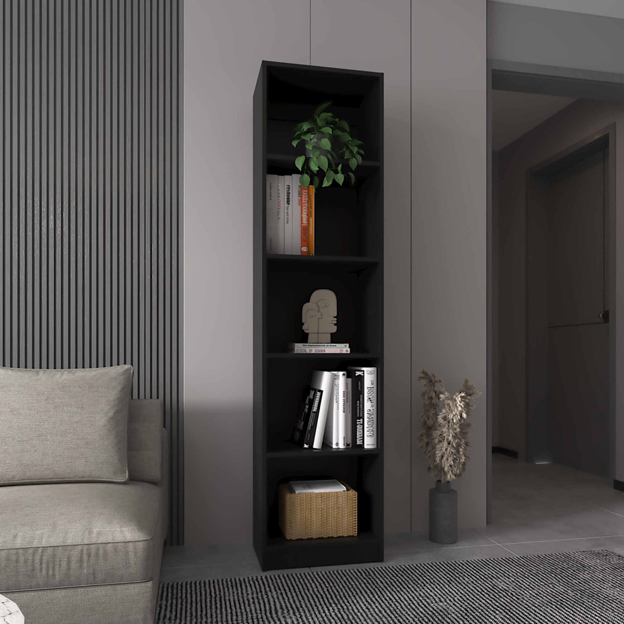 Latitude Run® Standard Enclosed Back Bookcase with 5 Shelves | Wayfair