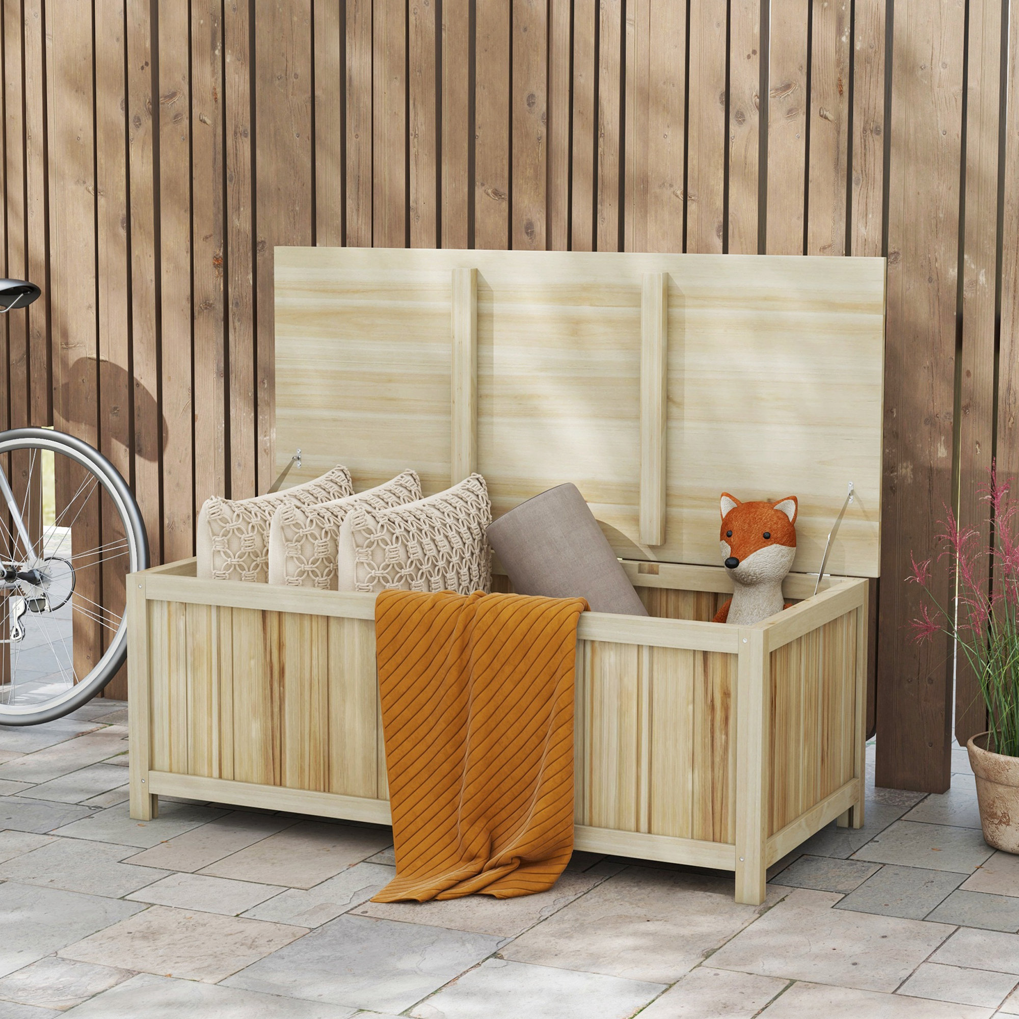 New Classic 45.5 Gallon Solid Wood Deck Box in Natural | Wayfair