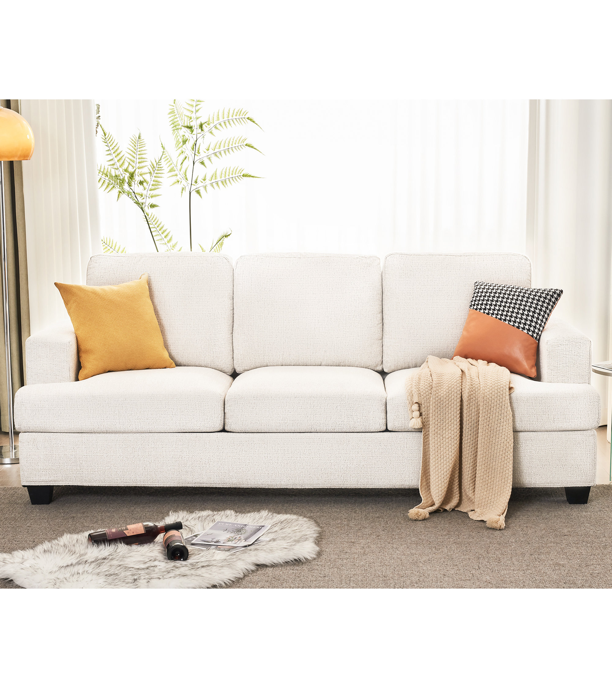 Wade Logan® Belosic 89" Upholstered Deep Seat 3 Seater Sofa & Reviews ...