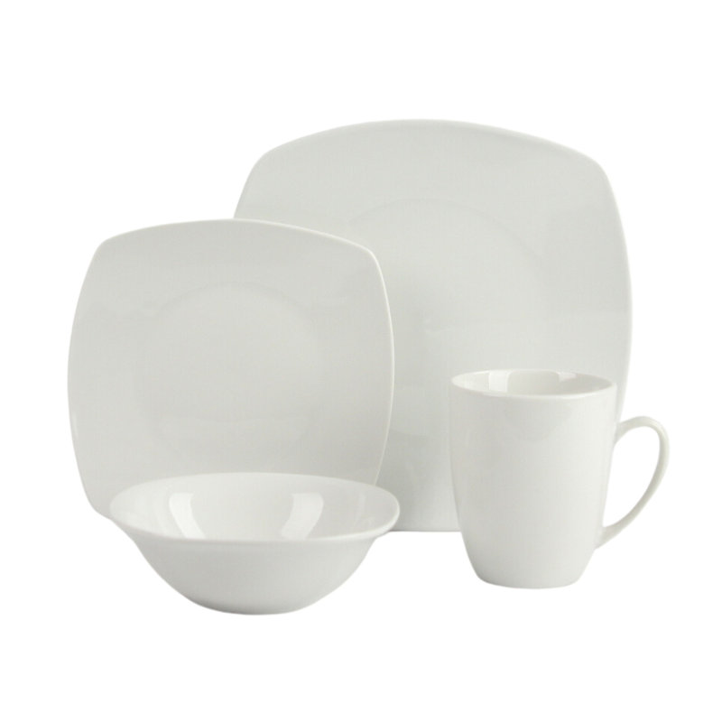 Ten Strawberry Street Simply Square 16 Piece Dinnerware Set, Service ...