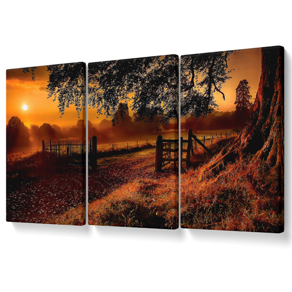 Ebern Designs Old Road Gate - 3 Piece Wrapped Canvas Graphic Art ...