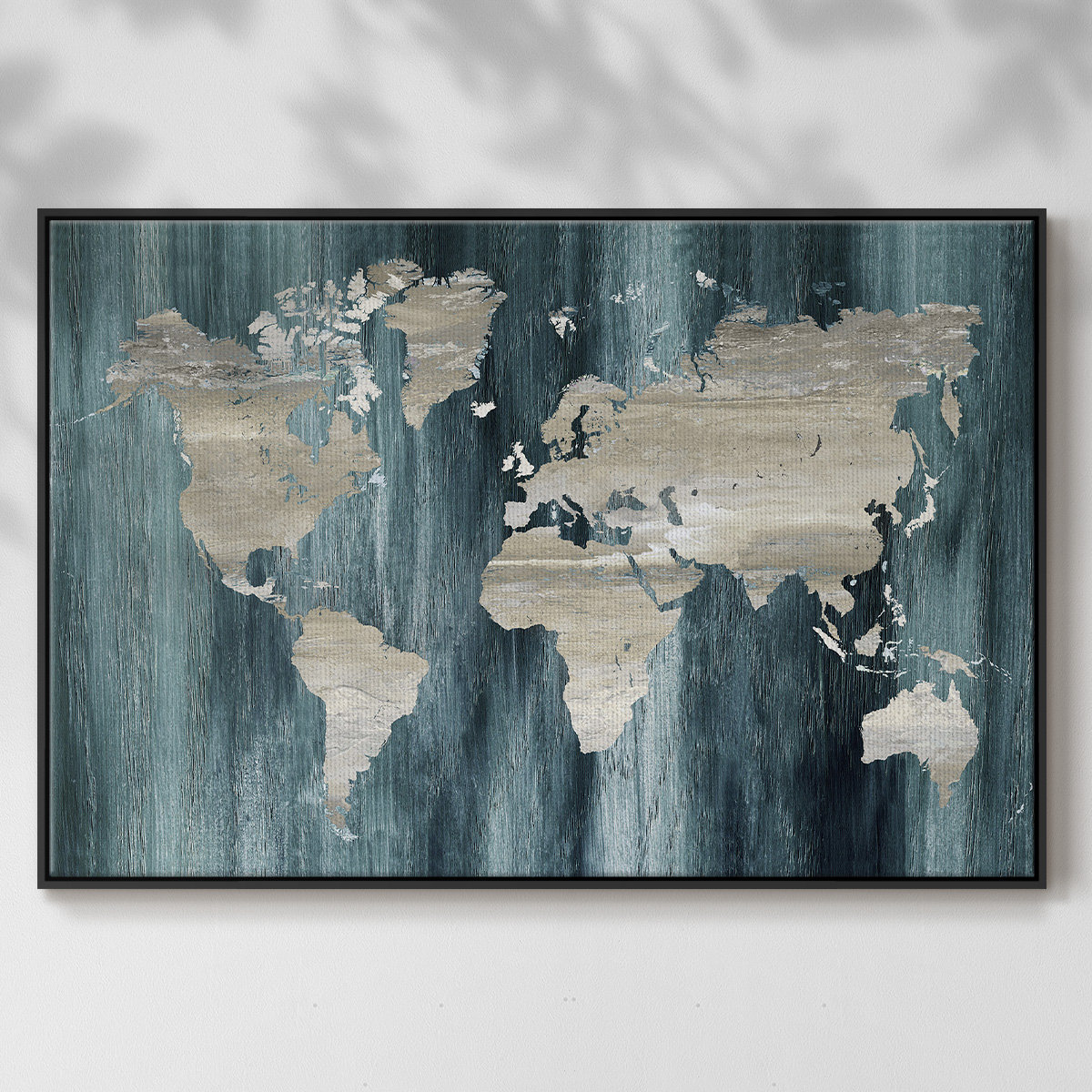 Williston Forge Navy World Map Framed On Canvas Print | Wayfair
