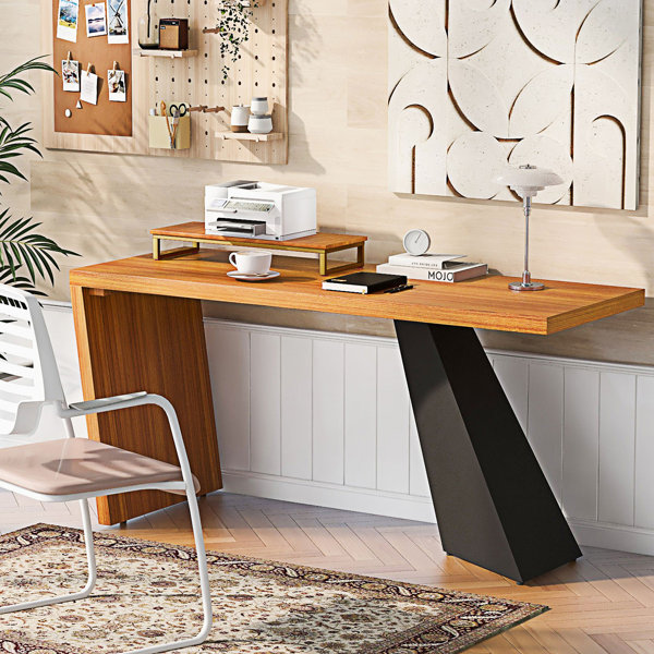 Ivy Bronx Modern Executive Desk, Rustic Industrial Writing Desk, Study ...