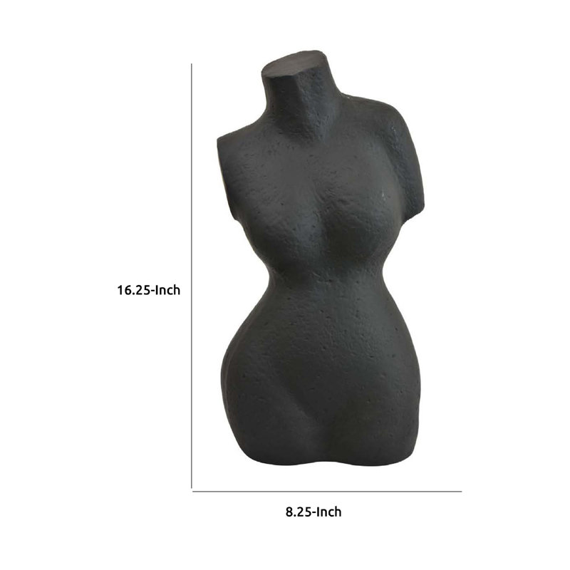 Benjara Decorative Abstract Female Torso Sculpture, Matte Black Resin ...