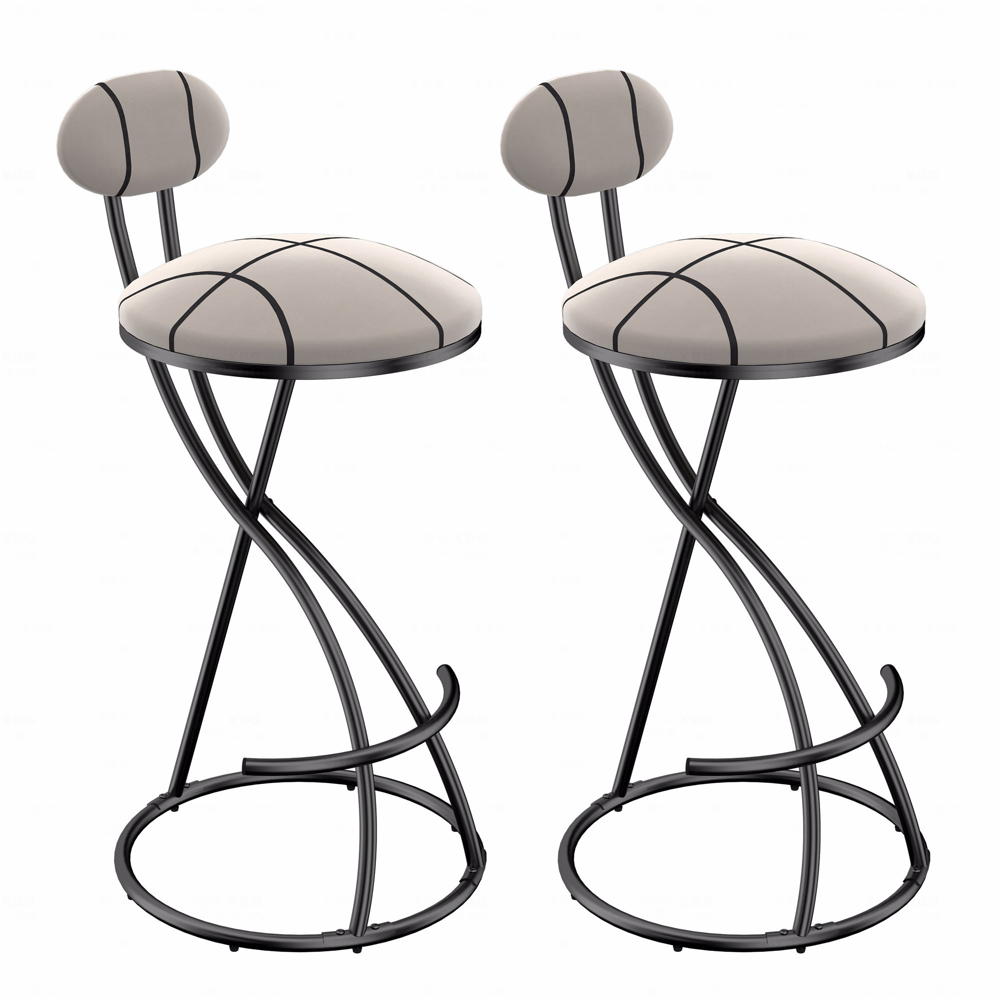 Latitude Run® Set Of 2 Dining Chairs, Upholstered Bar Stools Striped ...