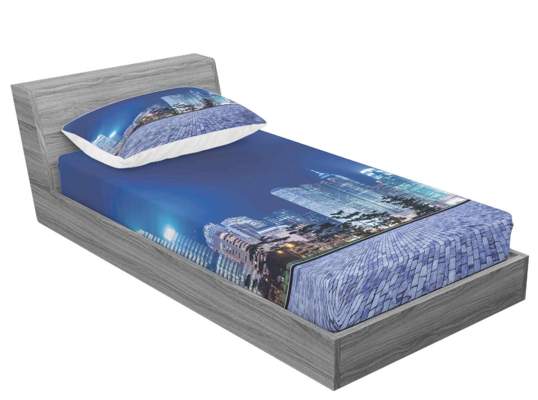 Ambesonne Hong Kong Skyline Sheet Set | Wayfair
