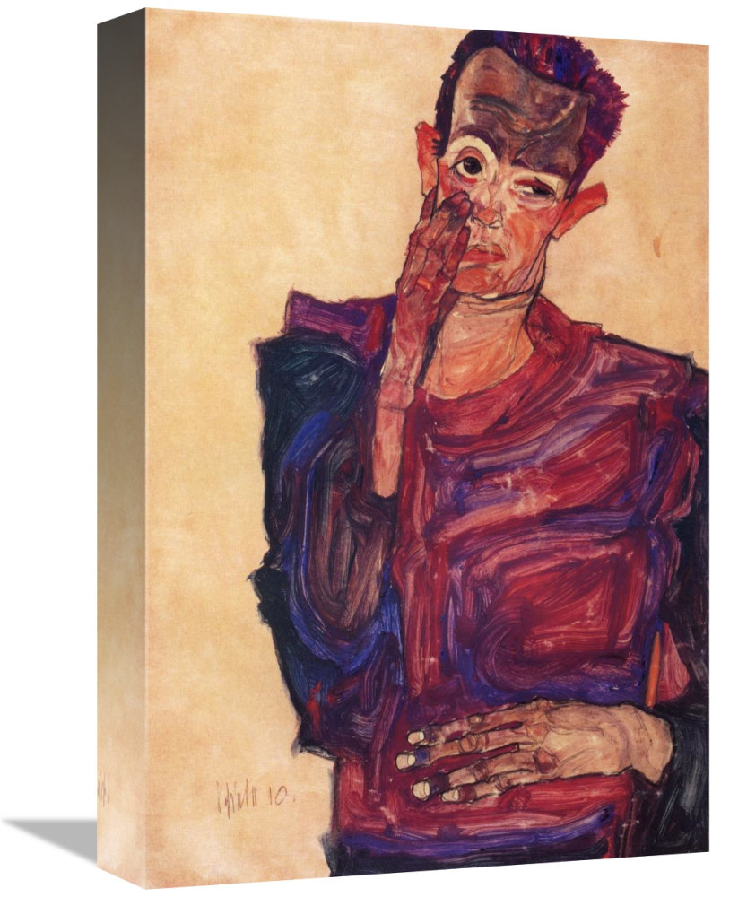 East Urban Home 'Self Portrait with Hand to Cheek' Print on Canvas ...