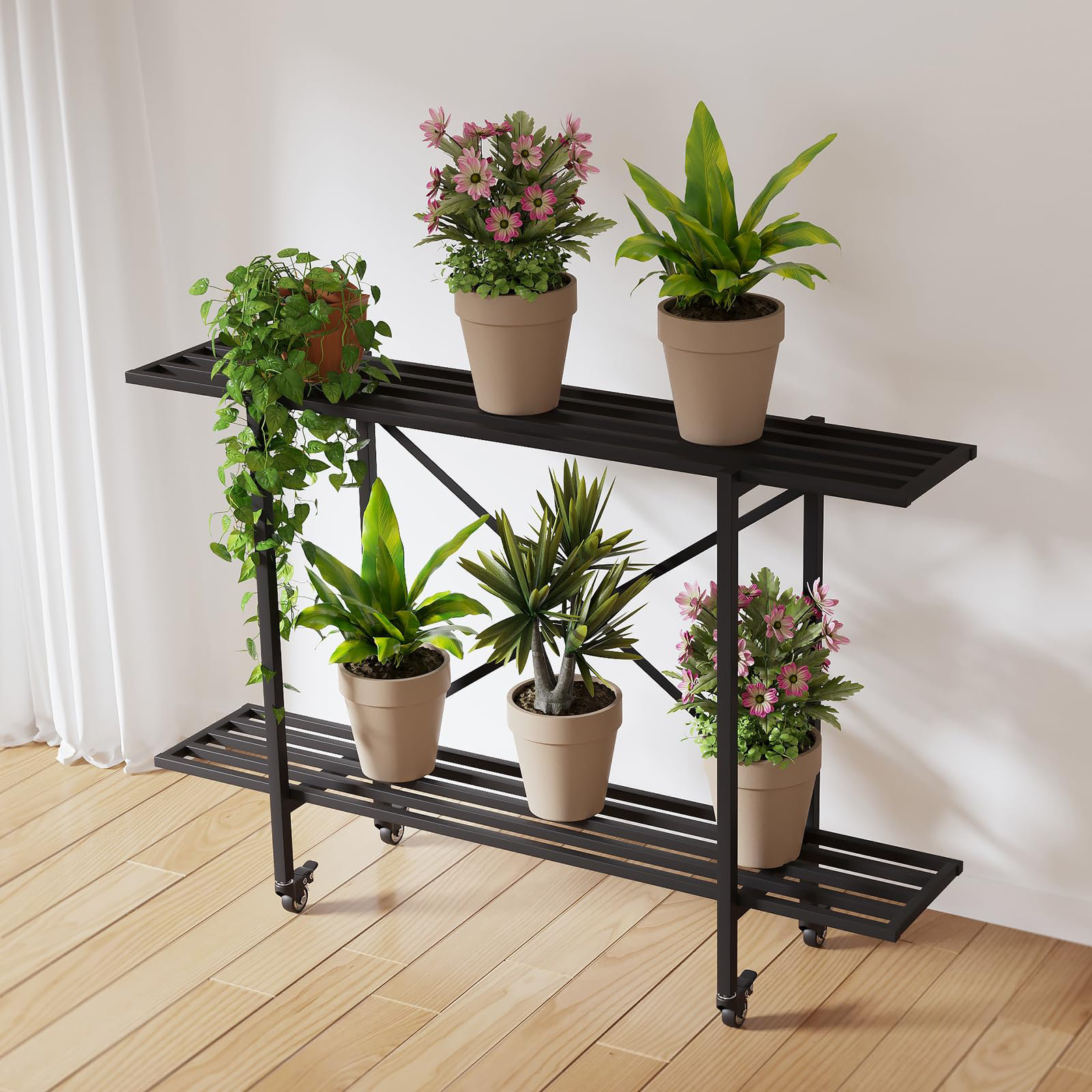 17 Stories Zhongma Heavy Duty 2-Tier Plant Stand With 440 LBS Capacity ...