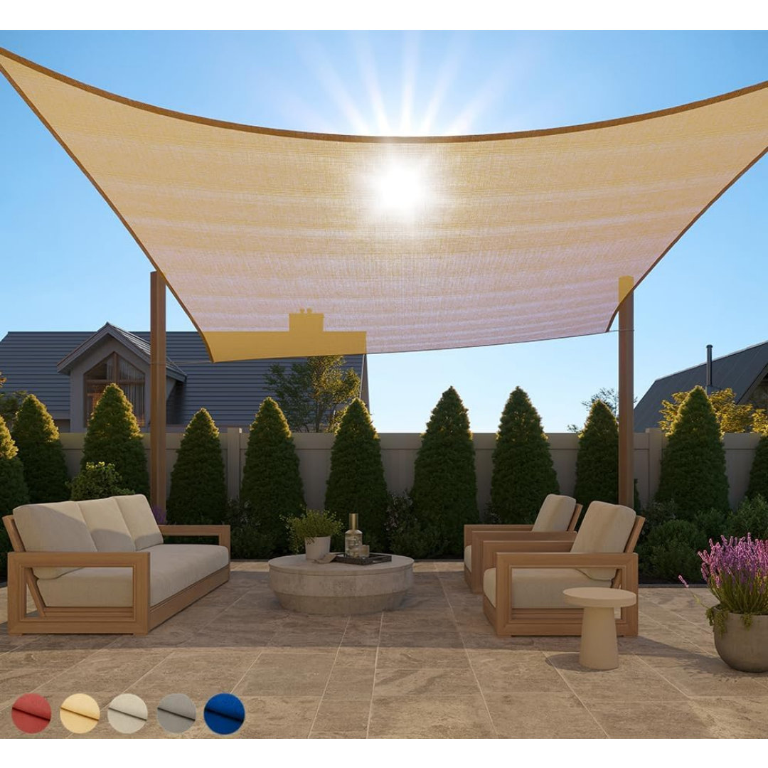 CUSTOM BUILT-IN VACUUM SYSTEMS 10'X10' Sun Shade Sails Curved Canopy ...