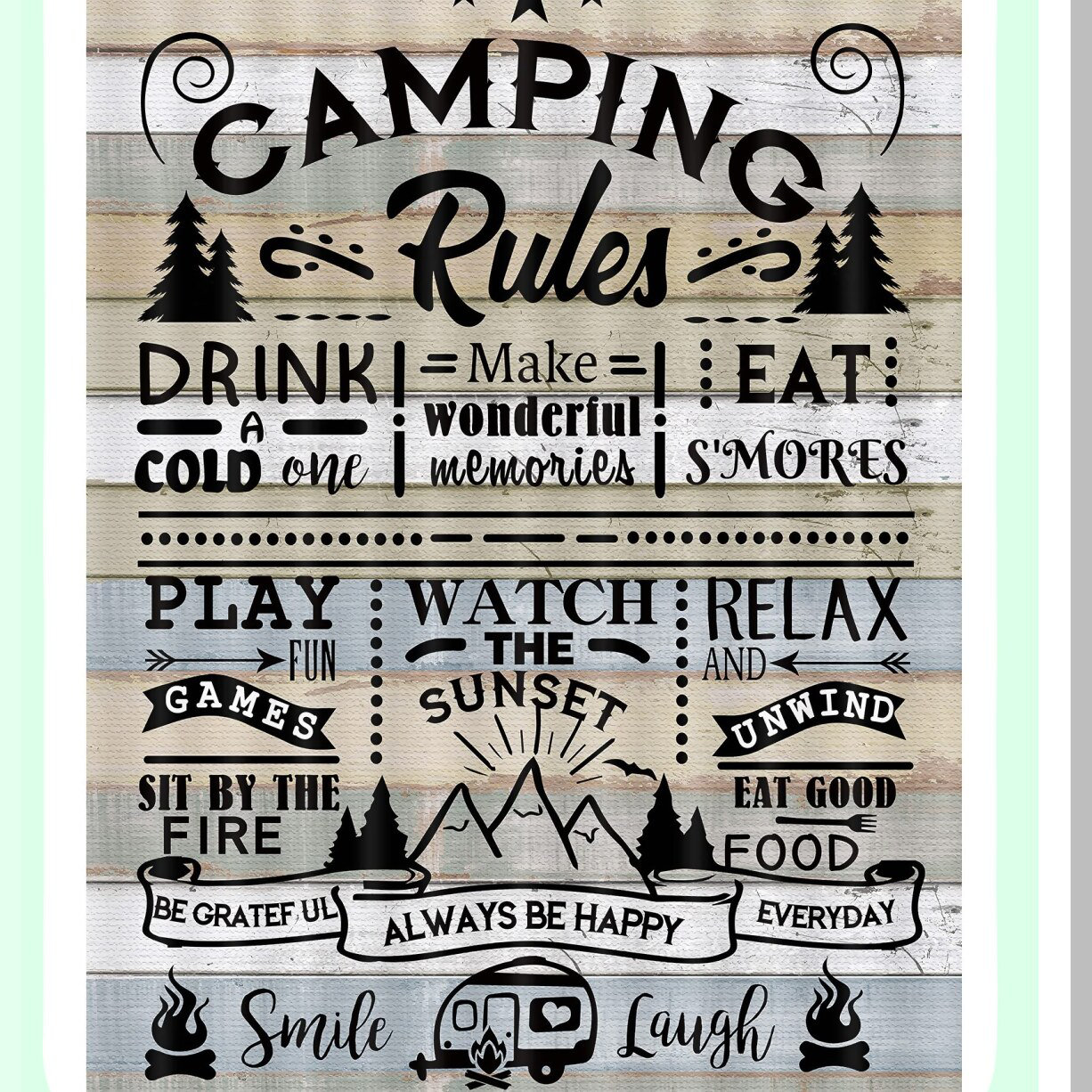 One Allium Way Happy Camper Farmhouse Shower Curtain - Travel Trailer ...