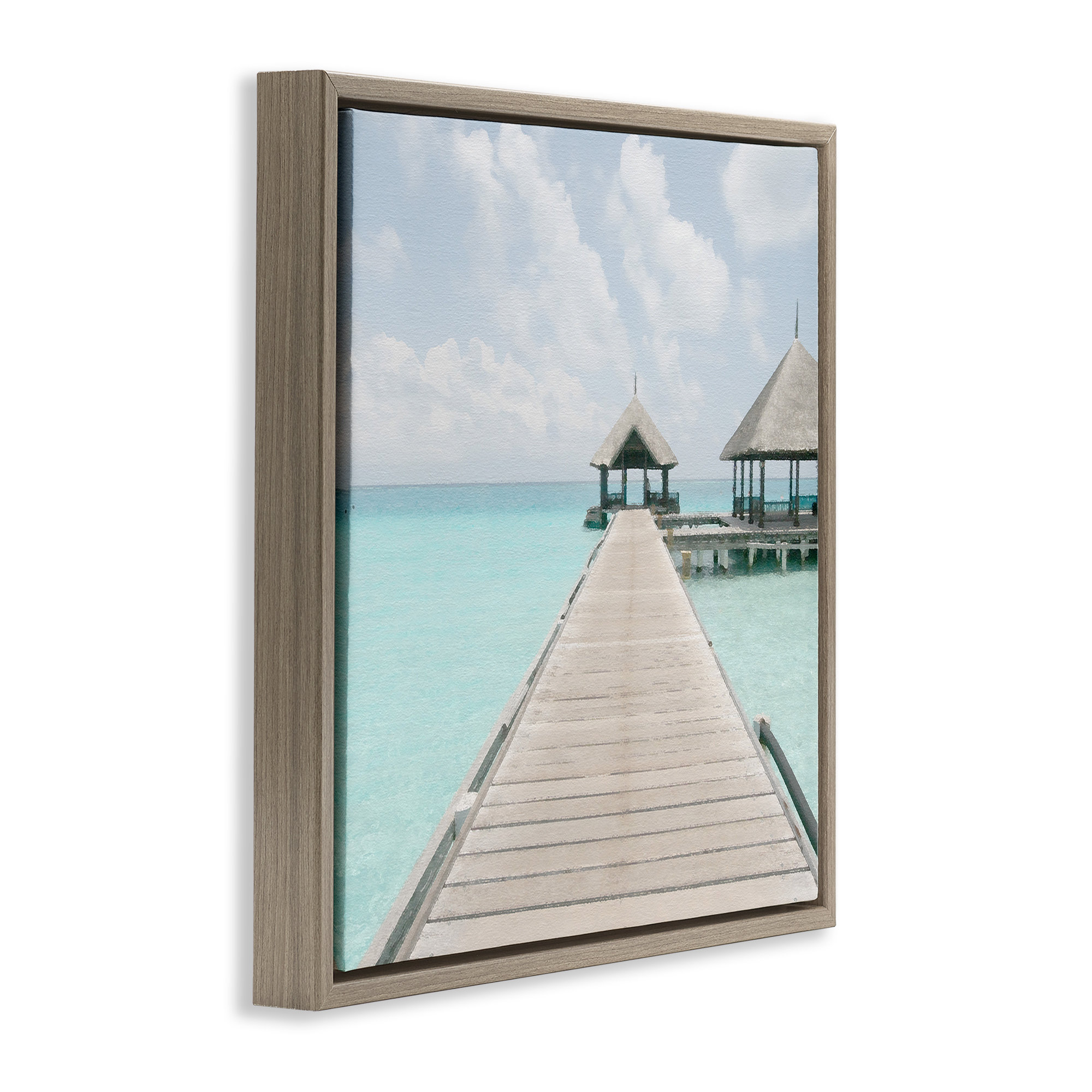 Dovecove Tropical Long Pier Framed Floater Canvas Wall Art by Noah Bay ...