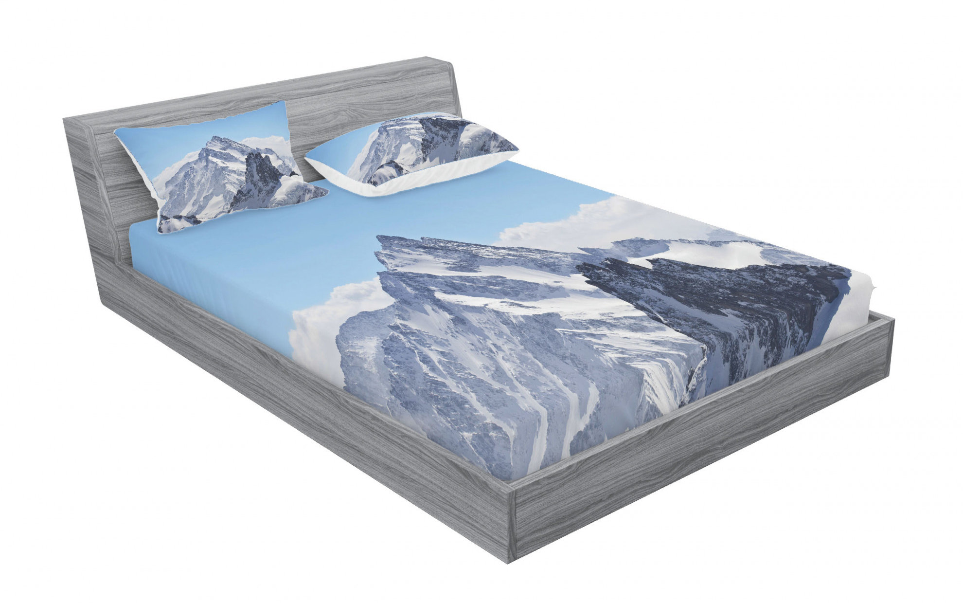 Ambesonne Snowy Rocky Mountain Peaks Tops Scene High Lands Icy Frozen ...