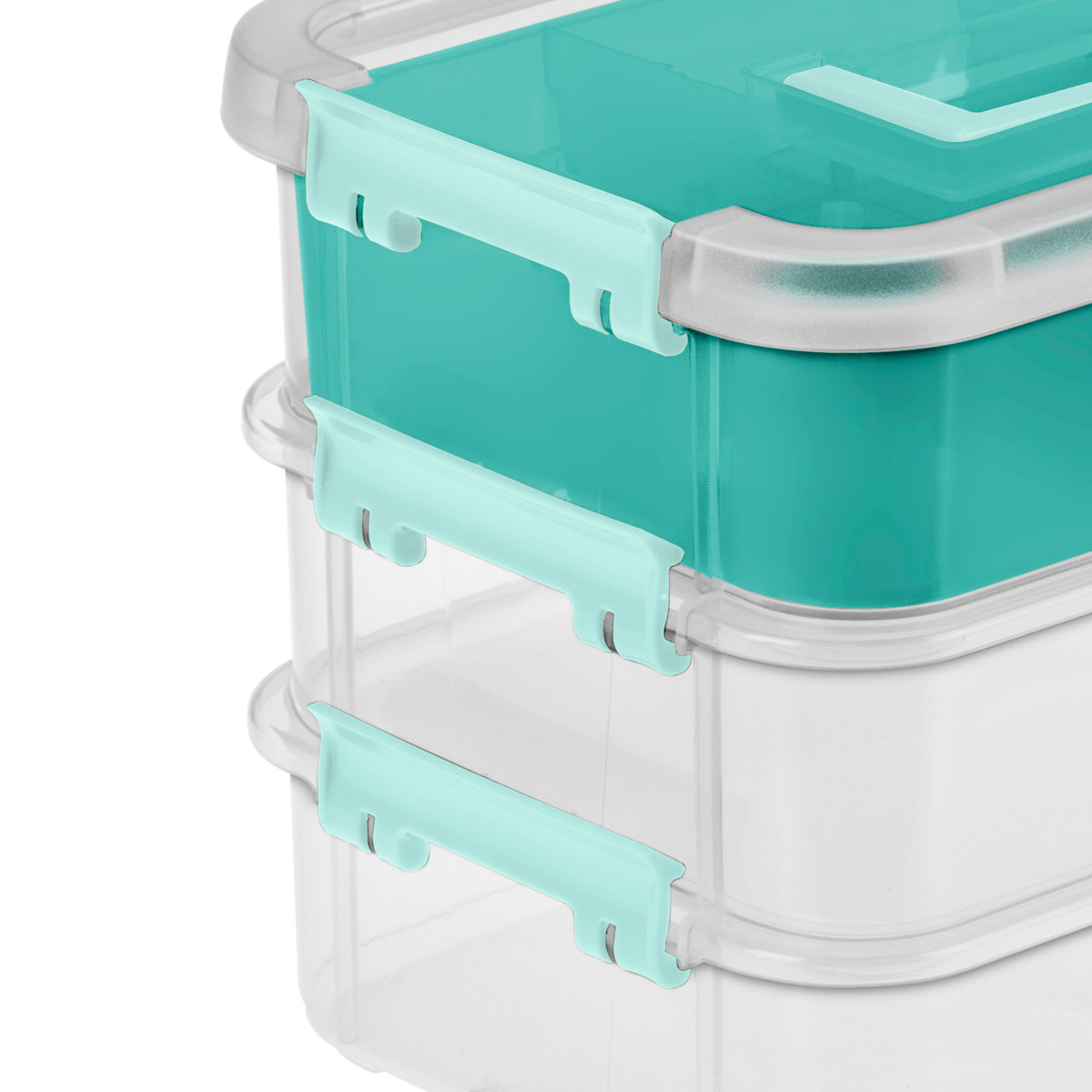 Sterilite Stack and Carry 3 Layer Handle Box, Tray, Small Storage Latch ...