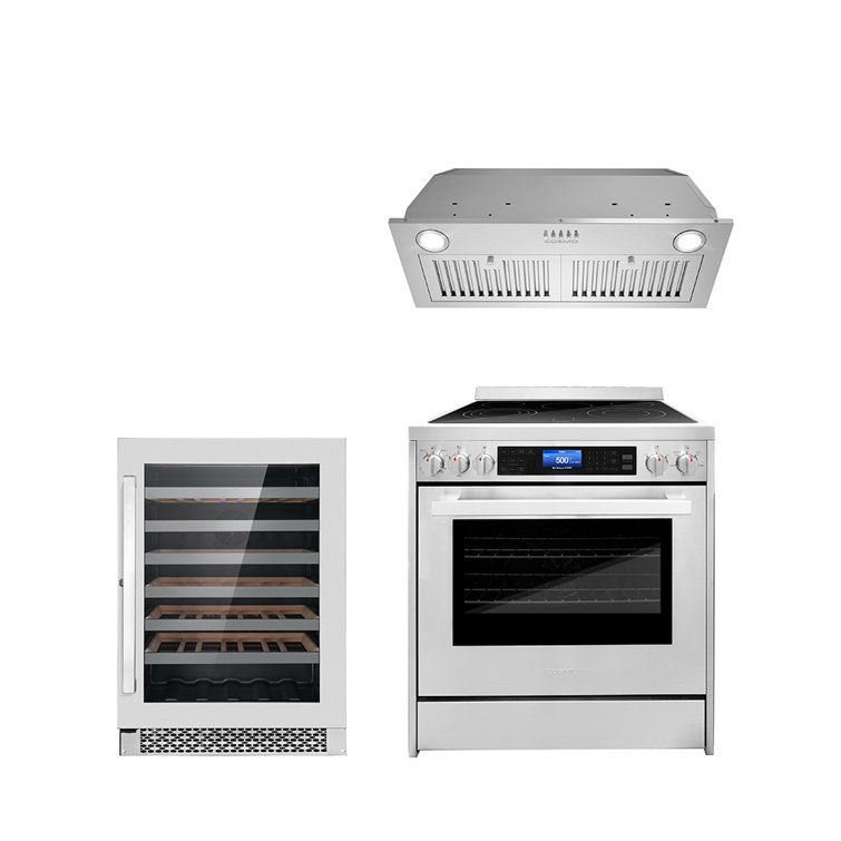 Cosmo 3 Piece Kitchen Appliance Package with 30'' Electric Freestanding ...