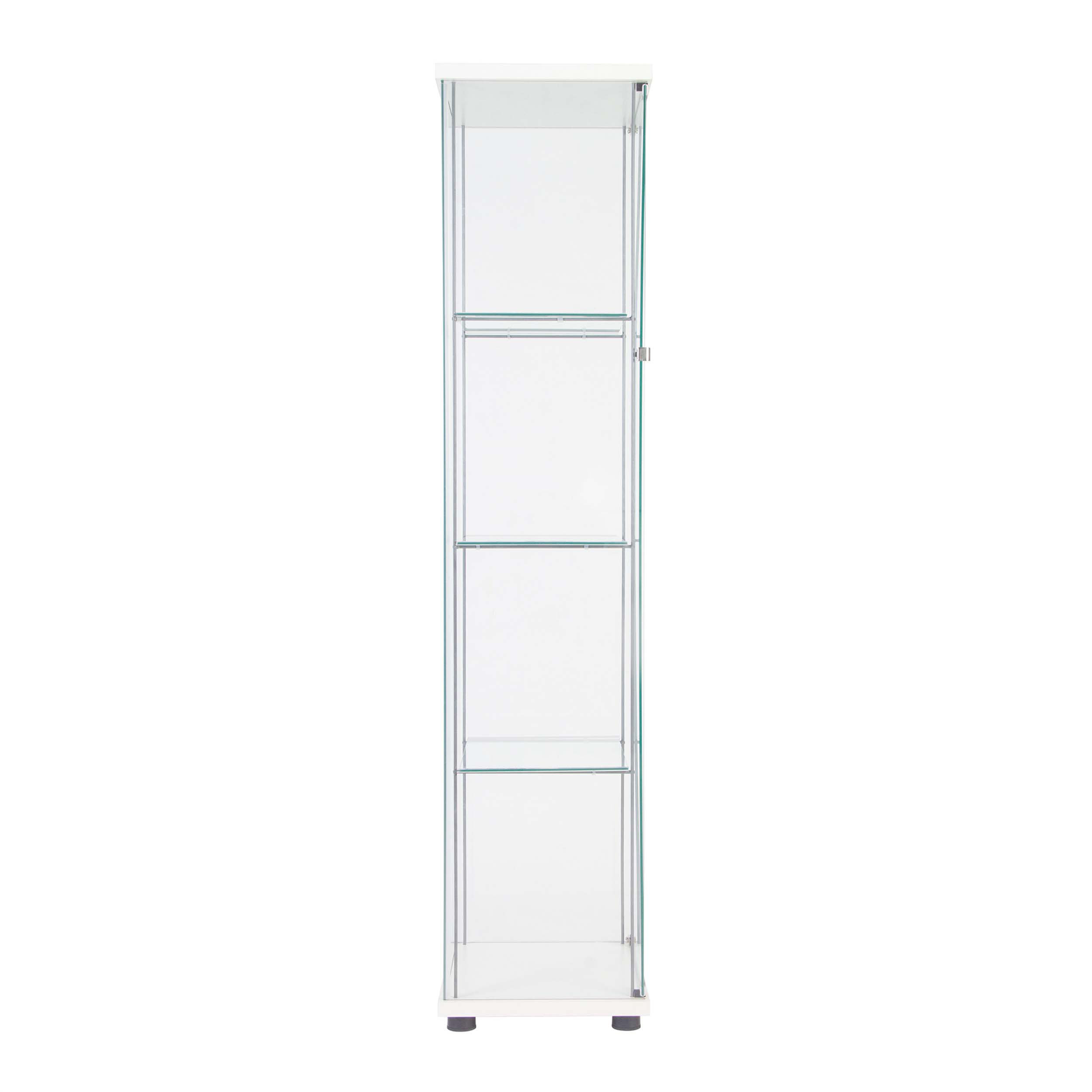 Latitude Run® One Door Glass Cabinet with 4 Shelves, Ideal for ...