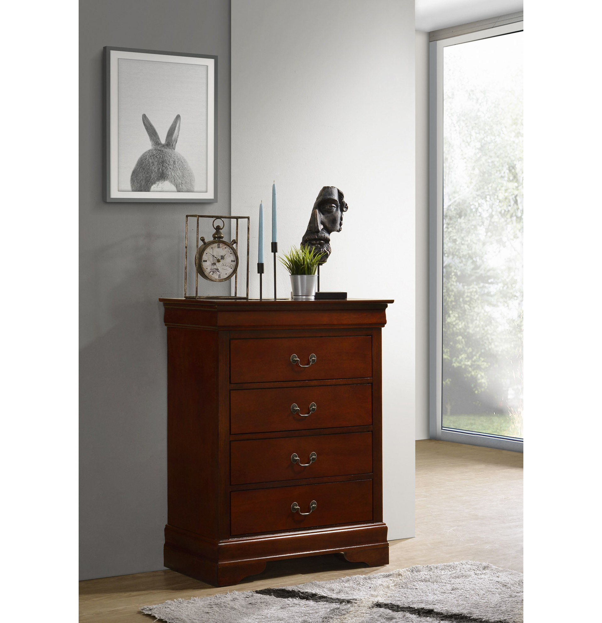 Canora Grey Louis Phillipe 4 Drawer Chest , Cherry | Wayfair