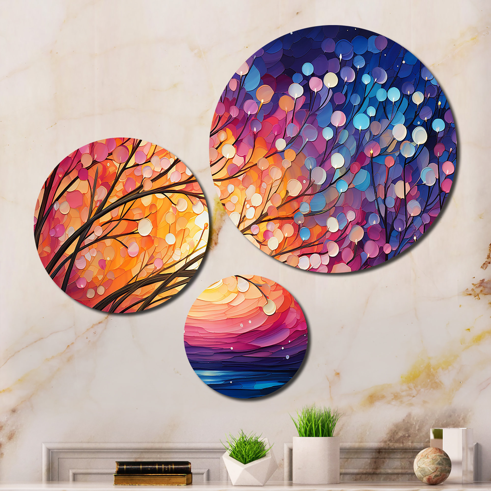 Design Art 3 Hardedge Art Sublime Tree Symmetry III Wall Decor Set ...