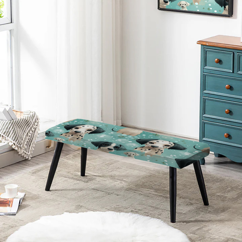 East Urban Home Dingui - Animal Print Upholstered Black Bench | Wayfair