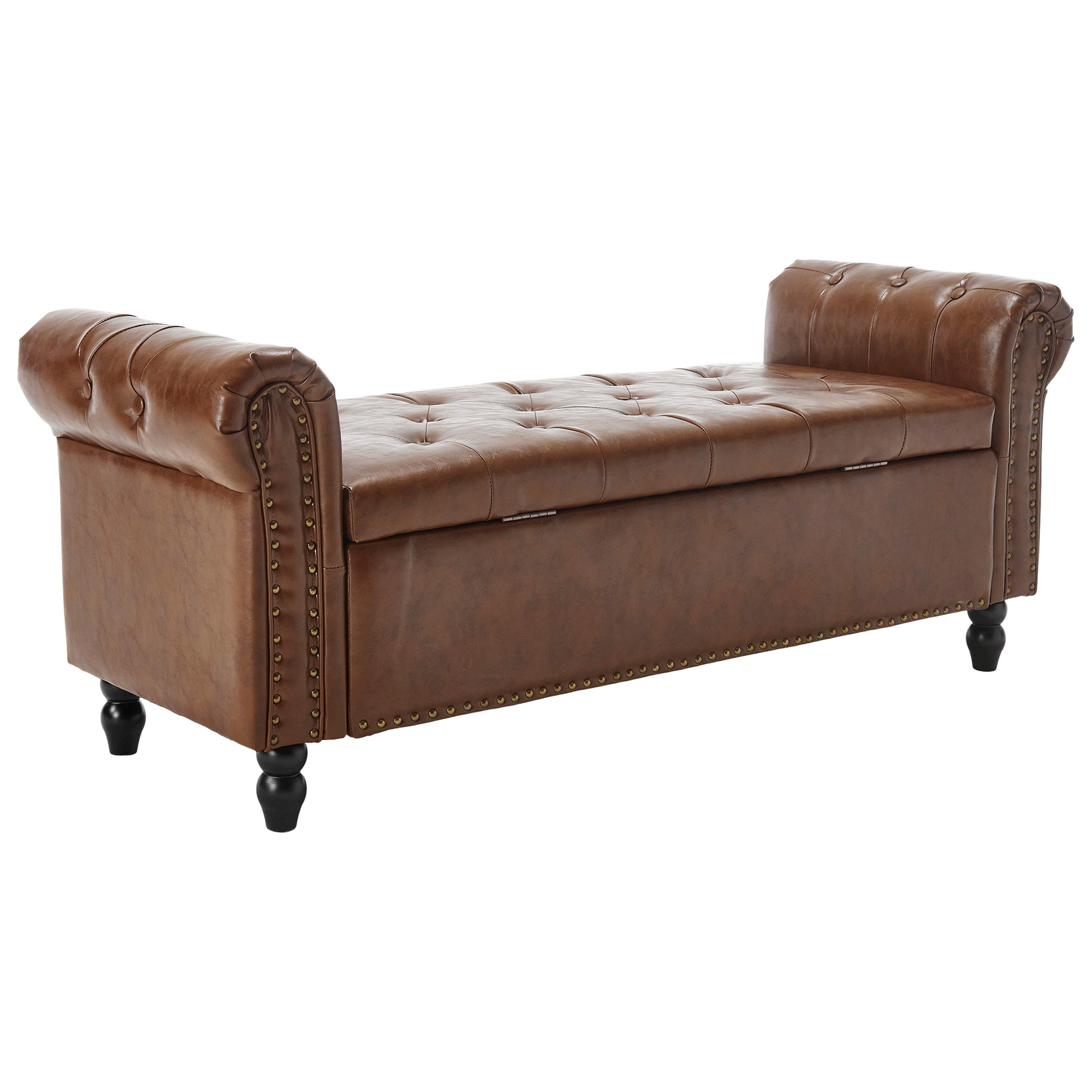 Alcott Hill® Coolmore 55" Upholstered Storage Ottoman Bench, Button ...