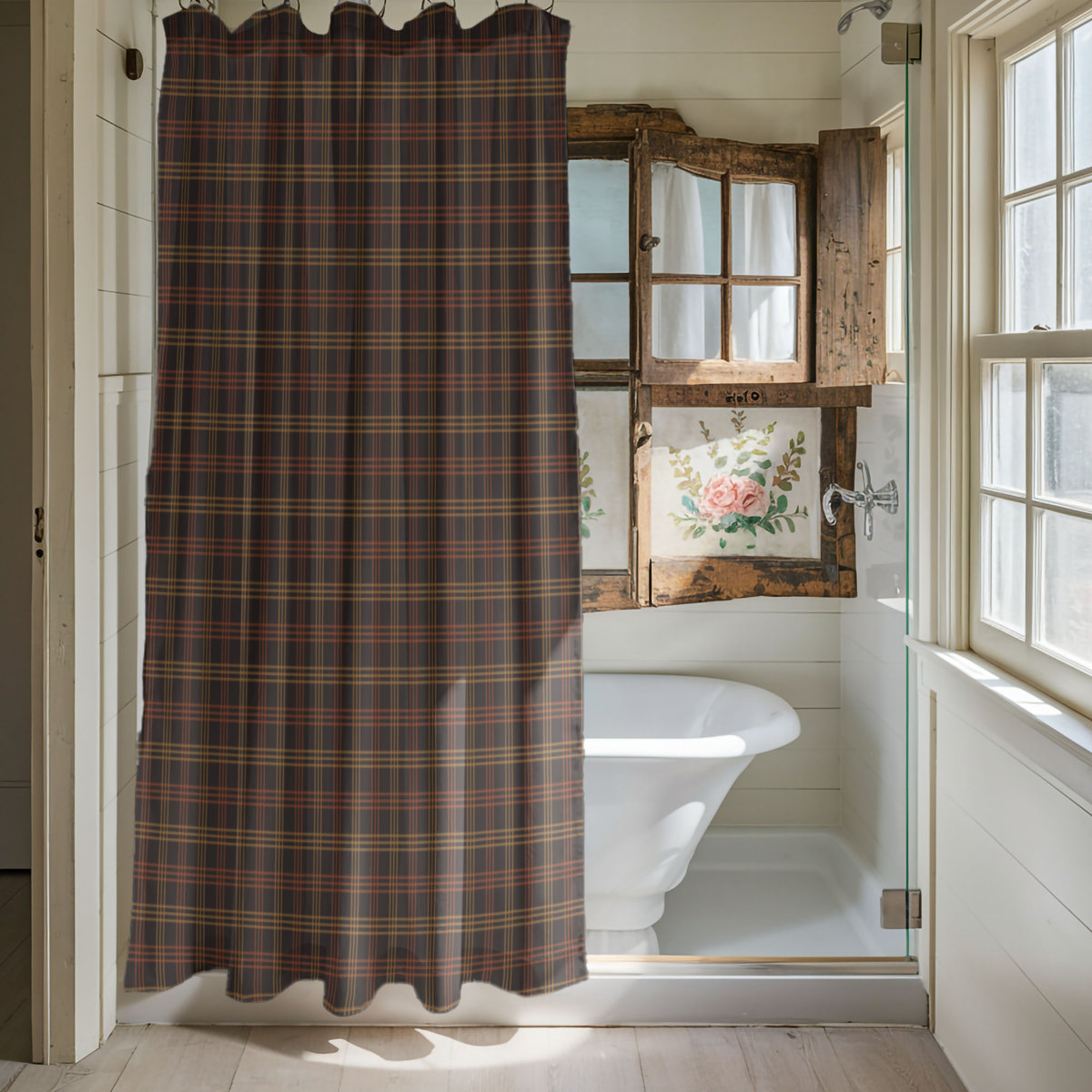 East Urban Home Harvest Plaid - 1 Piece Shower Curtain | Wayfair