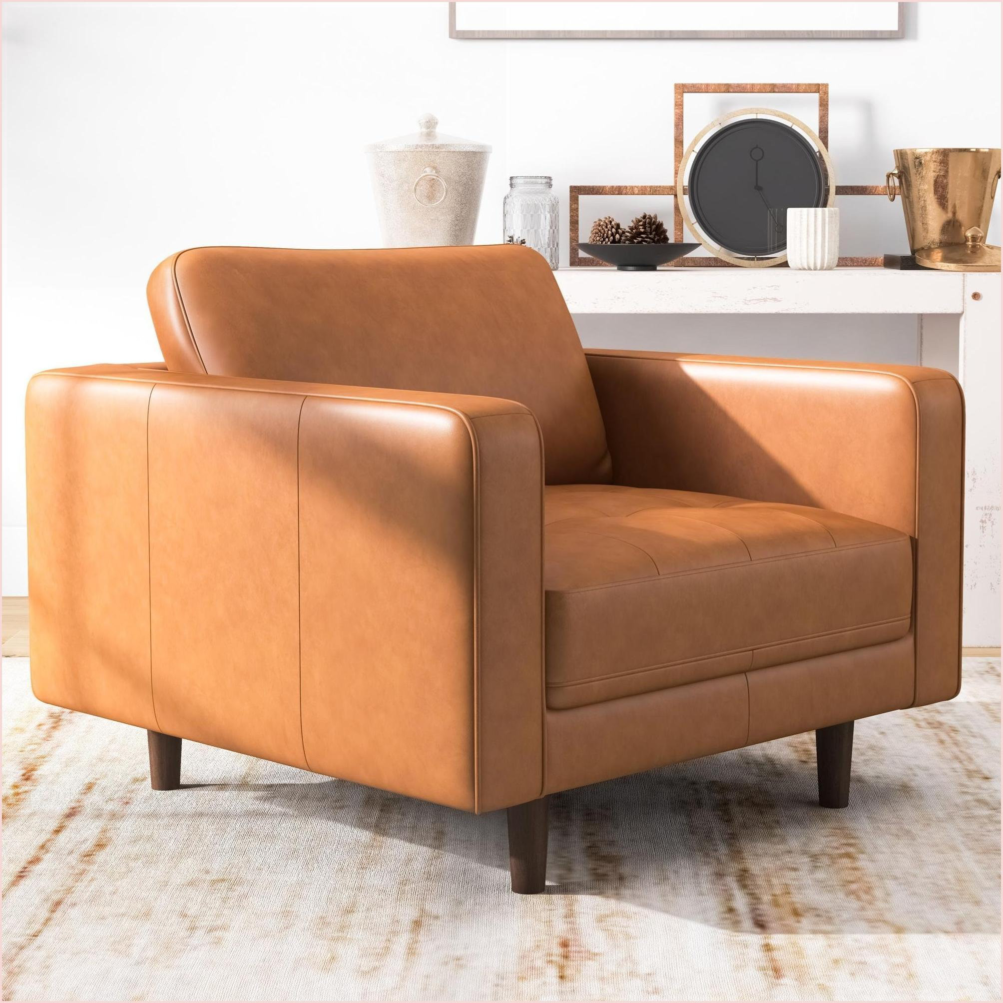 Trule Catherine Mid-Century Modern Leather Lounge Chair with Walnut ...