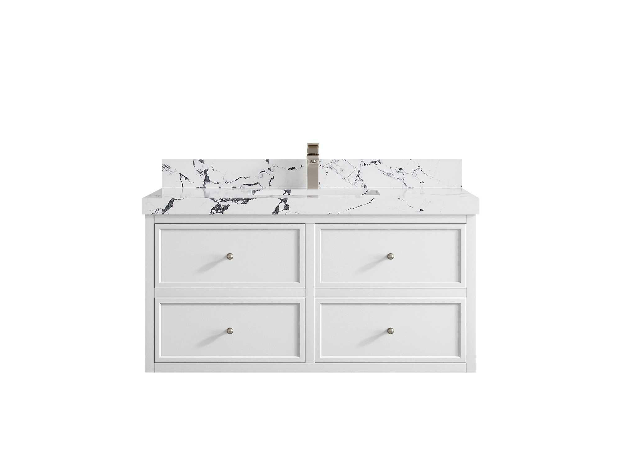 Hokku Designs Meuble-lavabo simple 42 po avec plateau en quartz Tolanda ...