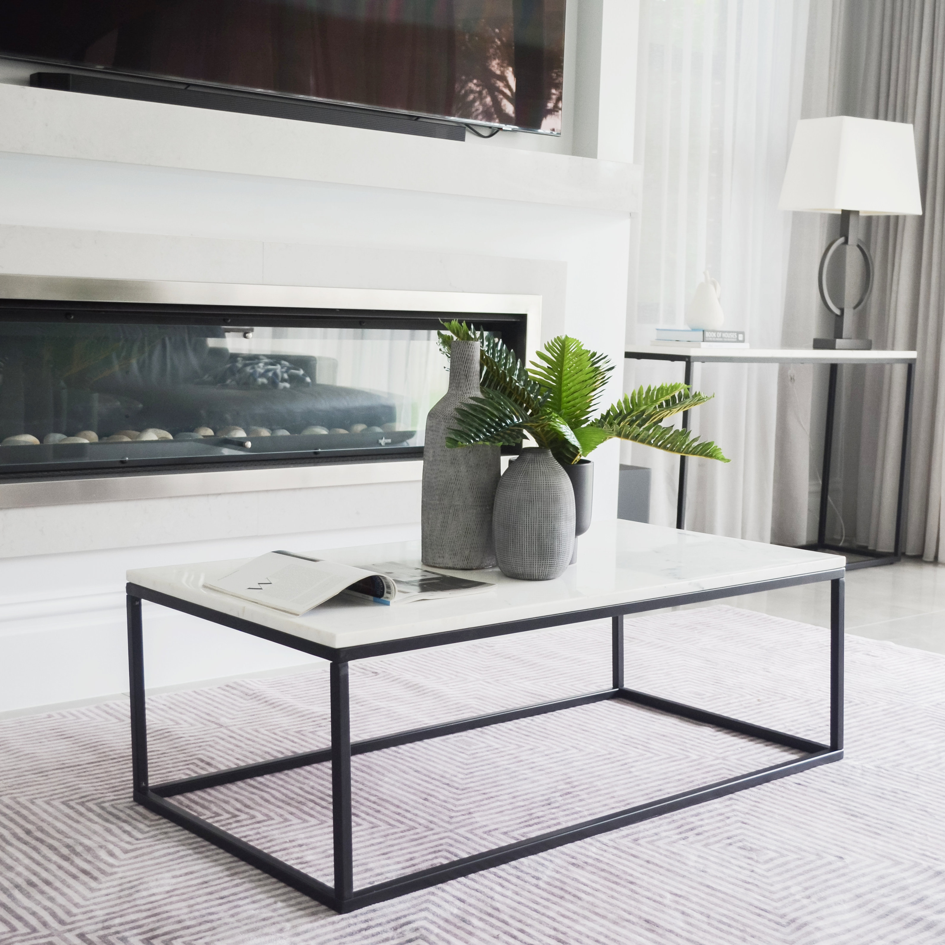 Brayden Studio® Evolve Coffee Table - 47"L Modern Frame Marble Top ...