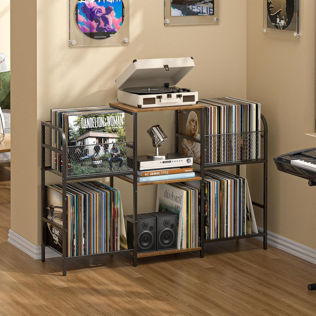 17 Stories Record Player Stand With Vinyl Storage, Record Storage For ...