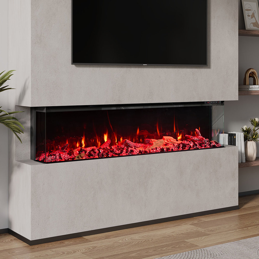 Ivy Bronx 150cm W Electric Fireplace with Remote Control,with 12 Flame ...