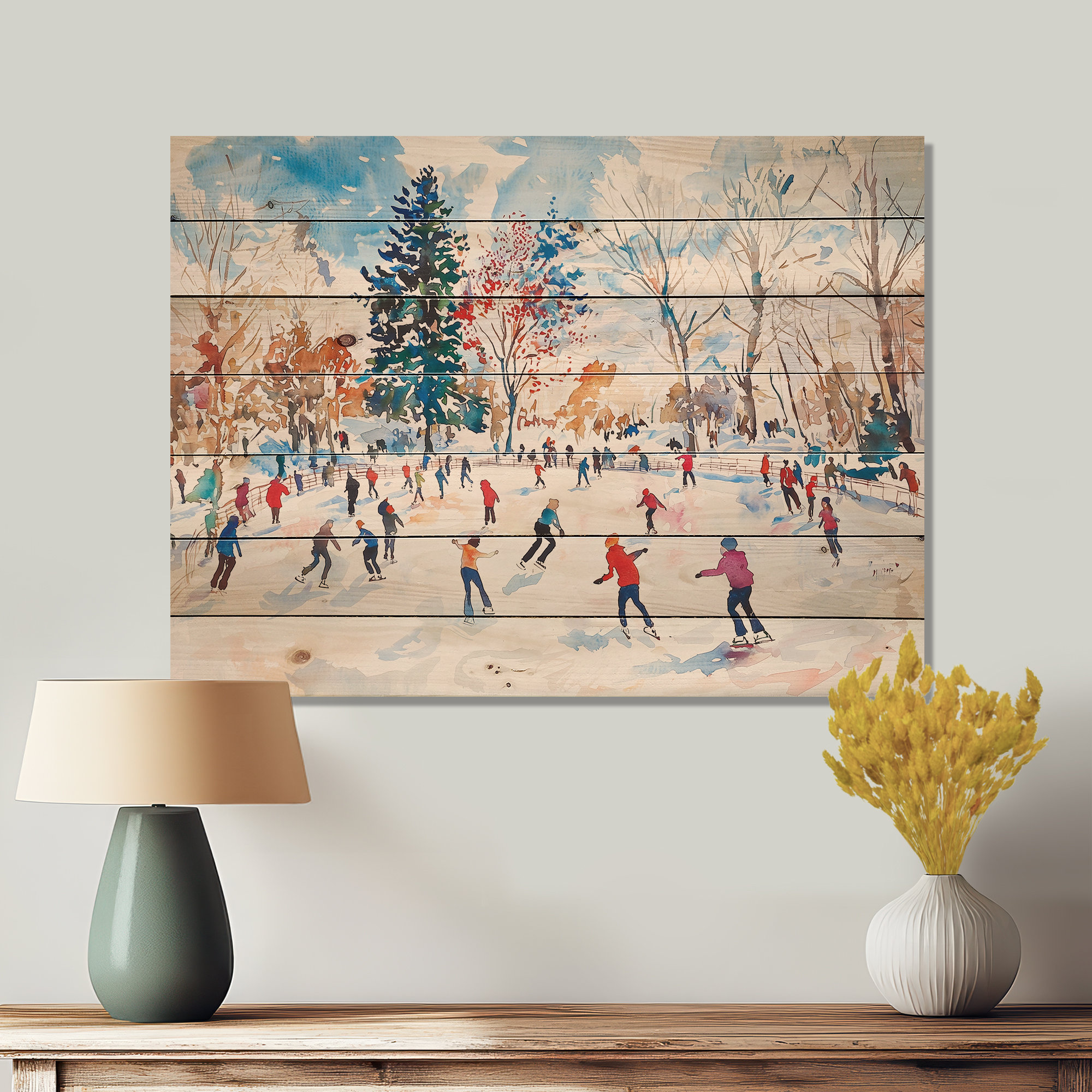 Ophelia & Co. Ice Skating Rink III - Winter Landscape Wood Wall Decor ...
