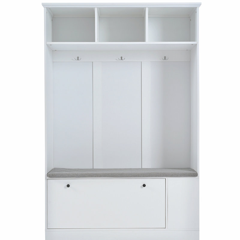 Hokku Designs Hall Tree With Bench Mudroom Storage Unit Entryway Coat ...