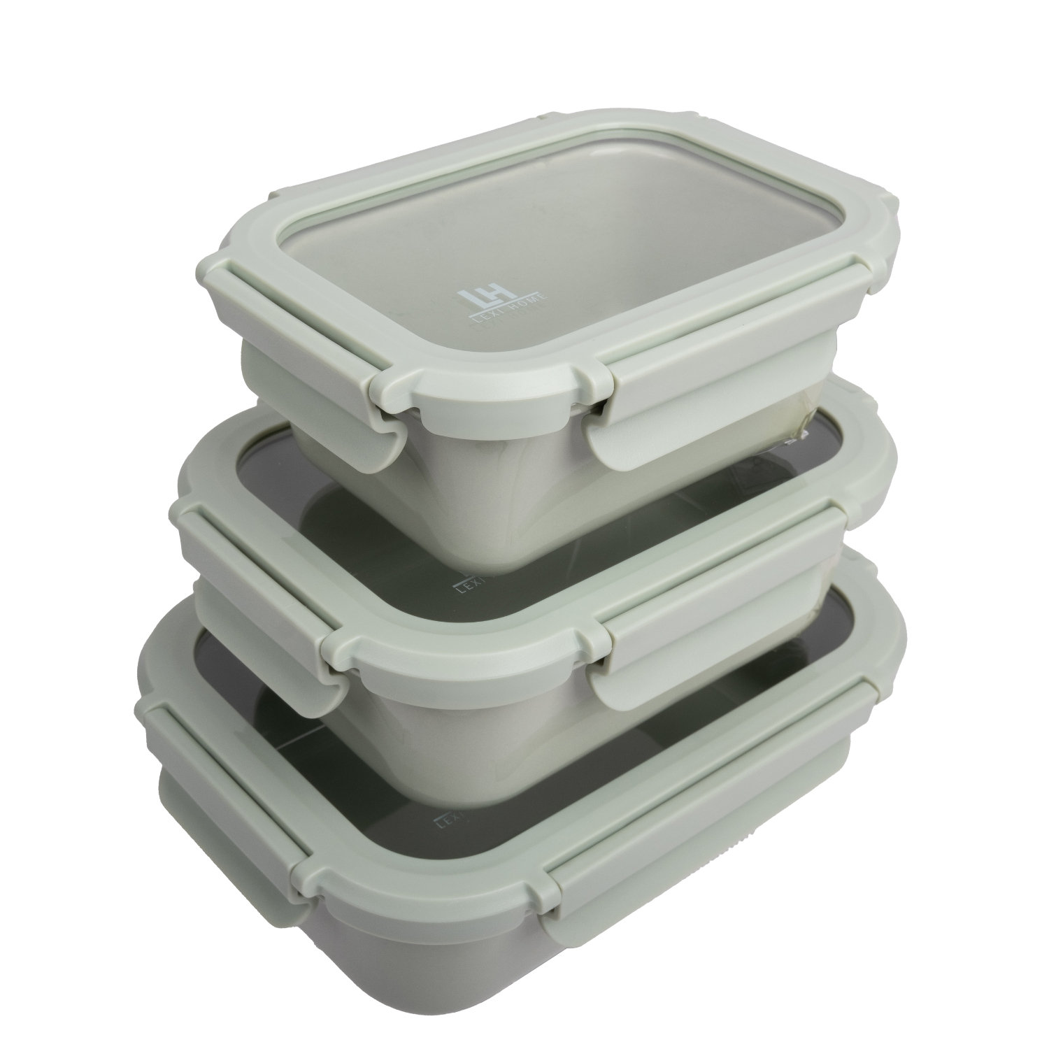 Lexi Home Brixton Porcelain Ceramic Set Leakproof Containers With Glass ...